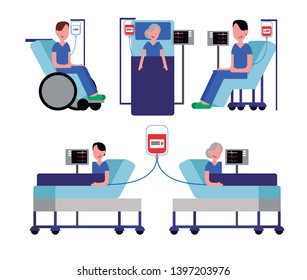 Set Vector Illustrations About Hospital Patients Stock Vector (Royalty ...