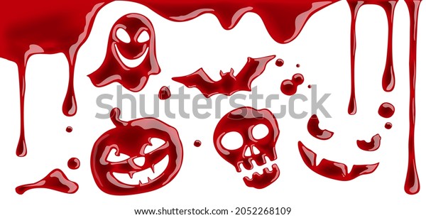 Set Vector Illustrations Blood Halloween Pumpkin Stock Vector (Royalty ...