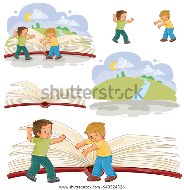 Set Vector Illustrations Little Boys Turn Stock Vector (Royalty Free ...