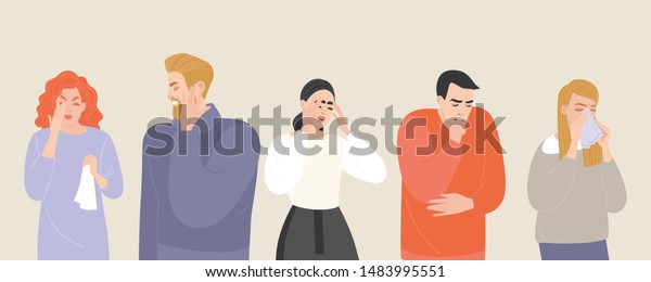 Set Vector Illustrations People Suffering Various Stock Vector (Royalty ...