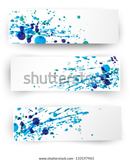 Set Vector Inky Colorful Banners Stock Vector (Royalty Free) 133197965