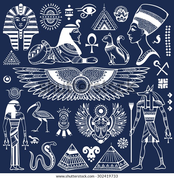 Set Vector Isolated Egypt Symbols Objects Stock Vector (Royalty Free ...
