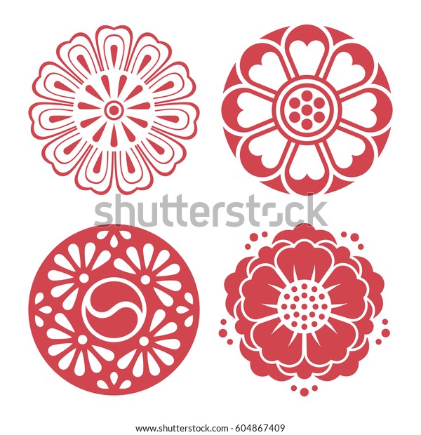 Set Vector Korean Traditional Design Element Stock Vector (Royalty Free ...