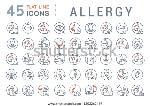 Set Vector Line Icons Allergy Modern Stock Vector (Royalty Free ...