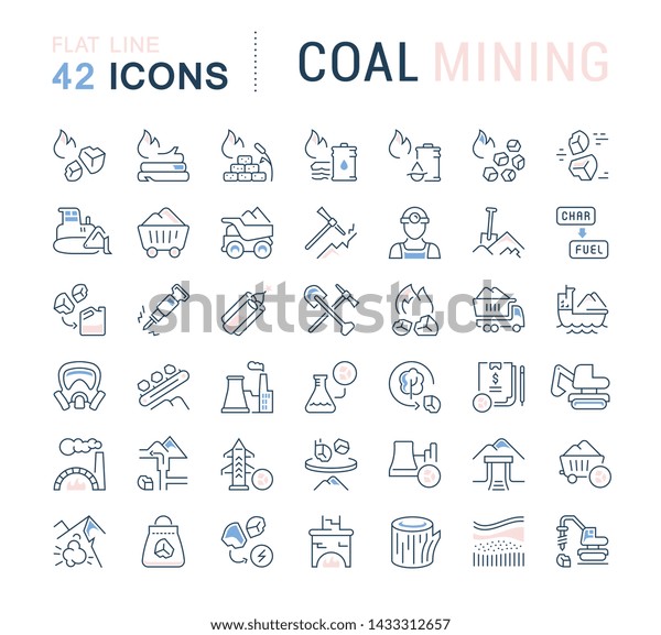 Set Vector Line Icons Coal Mining Stock Vector (Royalty Free) 1433312657