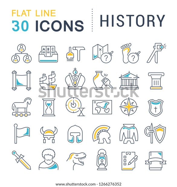 Set Vector Line Icons History Modern Stock Vector (Royalty Free ...