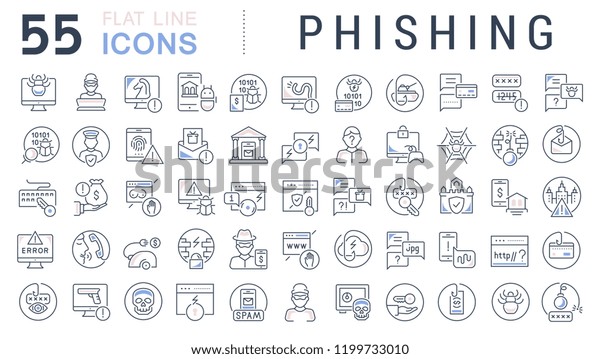 Set Vector Line Icons Phishing Modern Stock Vector (Royalty Free ...