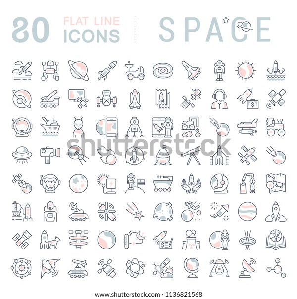 Set Vector Line Icons Sign Symbols: vector de stock (libre de regalías ...