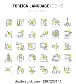 Set Vector Line Icons Signs Yellow Stock Vector (Royalty Free ...