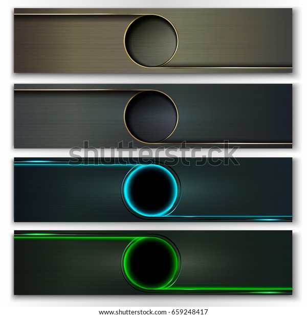 Set Vector Metal Banners Round Hole Stock Vector (Royalty Free ...