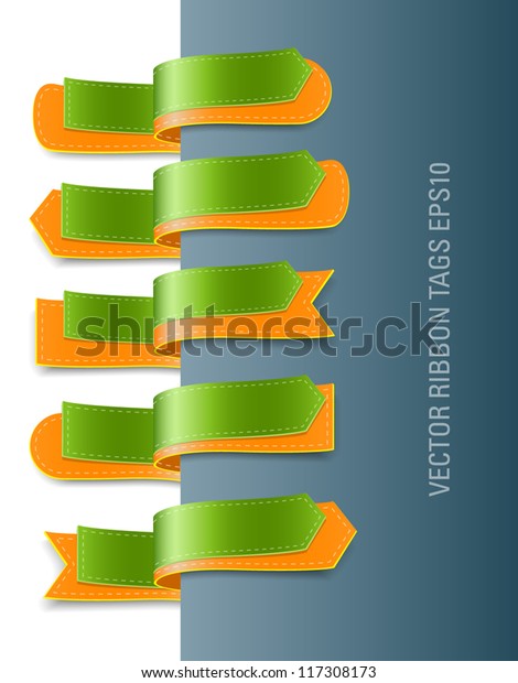Set Vector Modern Colorful Ribbon Tags Stock Vector (Royalty Free ...