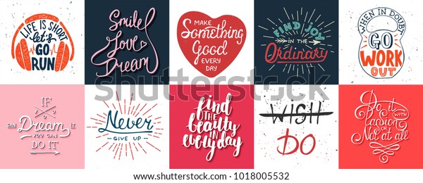 Set Vector Motivational Inspirational Lettering Posters Stock Vector ...