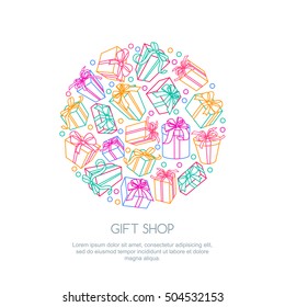 Set Vector Outline Gift Icons Circle Stock Vector (Royalty Free ...