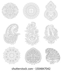 Set Vector Paisley On Outline Background Stock Vector (Royalty Free ...