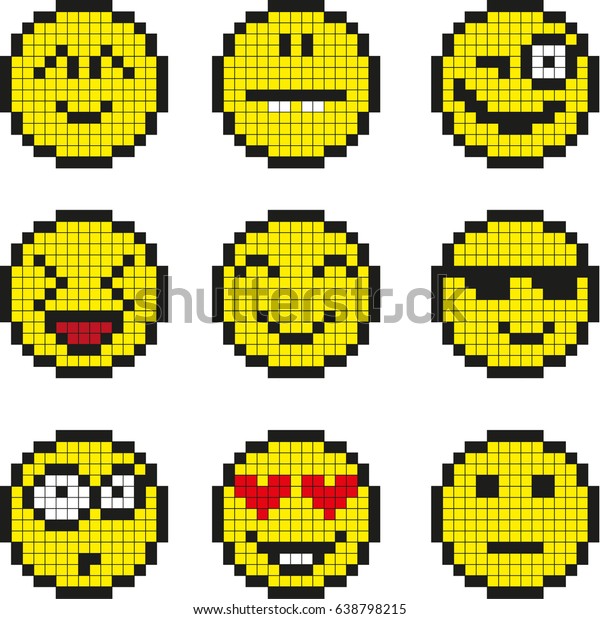 Set Vector Pixel Smileys Stock Vector (Royalty Free) 638798215