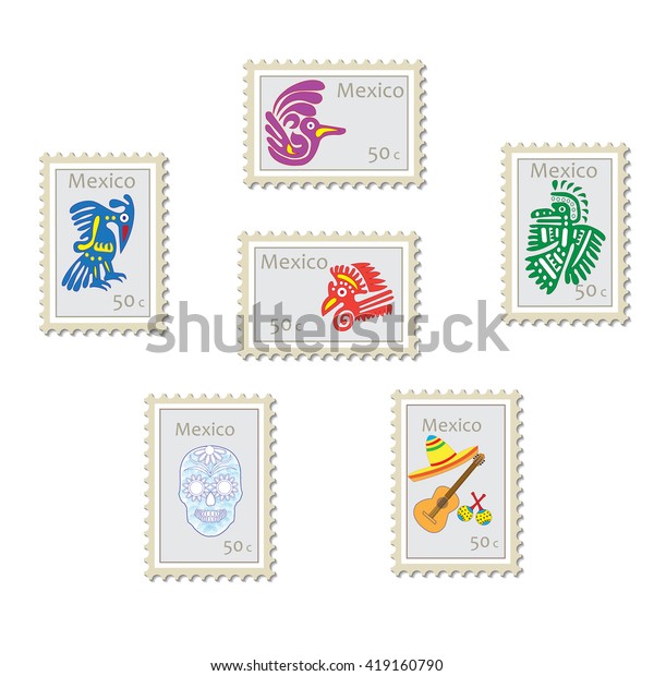 Set Vector Postage Stamps Symbols Signs Stock Vector (Royalty Free ...