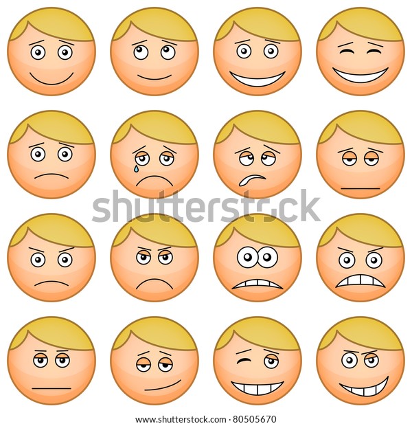 Set Vector Round Smilies Symbolising Various 库存矢量图（免版税）80505670 ...