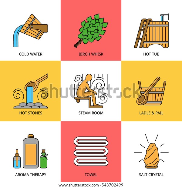 Set Vector Sauna Icons Made Modern Stock Vector (Royalty Free) 543702499