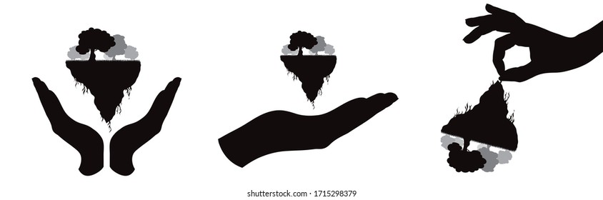 Set Vector Silhouette Hands Defensive Gesture Stock Vector (Royalty ...