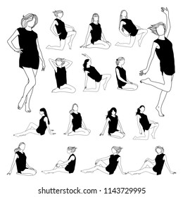 Set Vector Slim Girls Short Dresses Stock Vector (Royalty Free ...