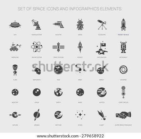 Set Vector Space Icons Pictograms Infographics Stock Vector (Royalty ...