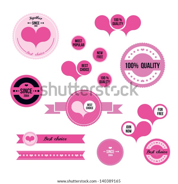 Set Vector Stickers Ribbons Pink Color Stock Vector (Royalty Free ...