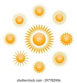 Set Vector Yellow Symbol Sun Outline Stock Vector (Royalty Free ...