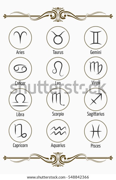 Set Vector Zodiac Signs Borders White Stock Vector (Royalty Free ...