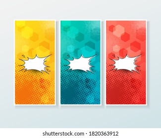 Set Vertical Banner Comic Book Style Stock Vector (Royalty Free) 1820363912