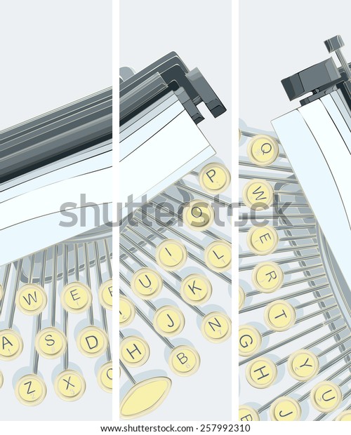 Set Vertical Banner Retro Typewriter Keyboard Stock Vector (Royalty ...
