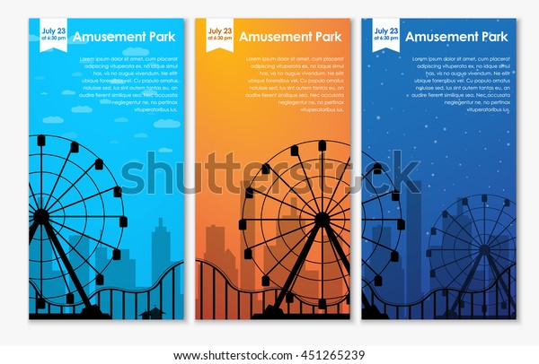 Set Vertical Banners Advertising Amusement Park Stock Vector (Royalty ...