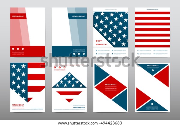 Set Veterans Day Brochure Poster Templates Stock Vector (Royalty Free ...