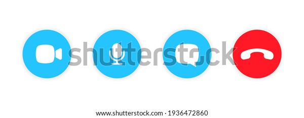 Set Video Call Icons Speaker Mic Stock Vector (Royalty Free) 1936472860 ...