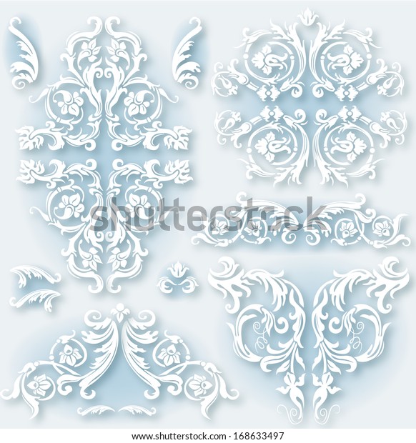 Set Vintage Baroque Border Stock Vector (Royalty Free) 168633497 ...