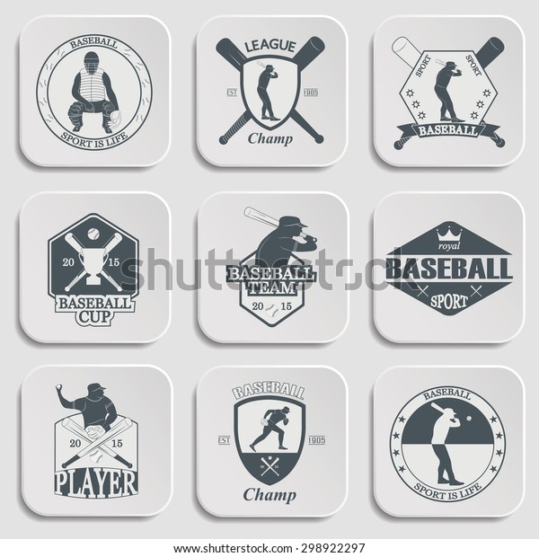 Set Vintage Baseball Labels Badges Vector Stock Vector (Royalty Free ...