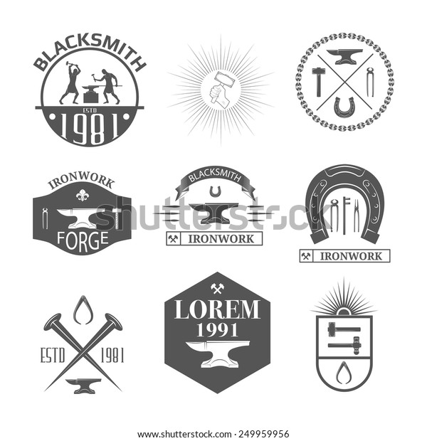 Set Vintage Blacksmith Labels Badges Emblems Stock Vector (Royalty Free ...