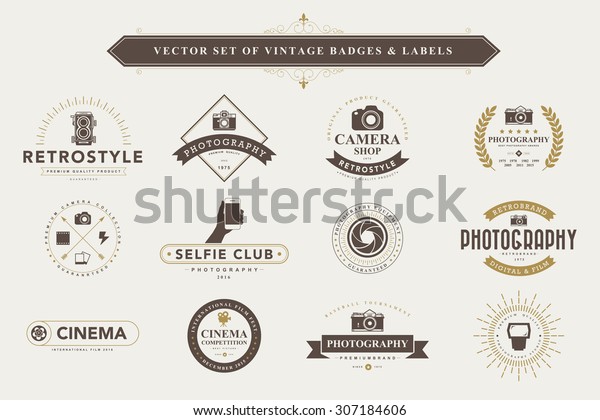Set Vintage Camera Badges Labels Stock Vector (Royalty Free) 307184606 ...