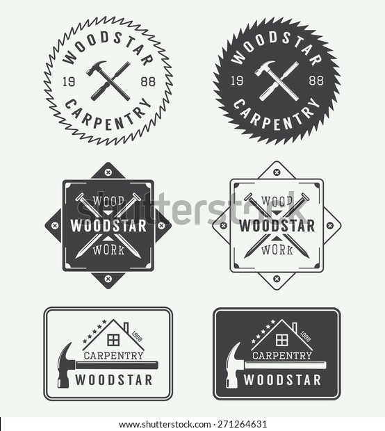 Set Vintage Carpentry Labels Emblems Badges Stock Vector (Royalty Free ...