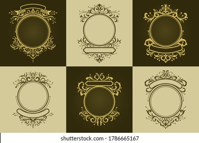 Set Vintage Circle Ornament Border Stock Vector (Royalty Free ...