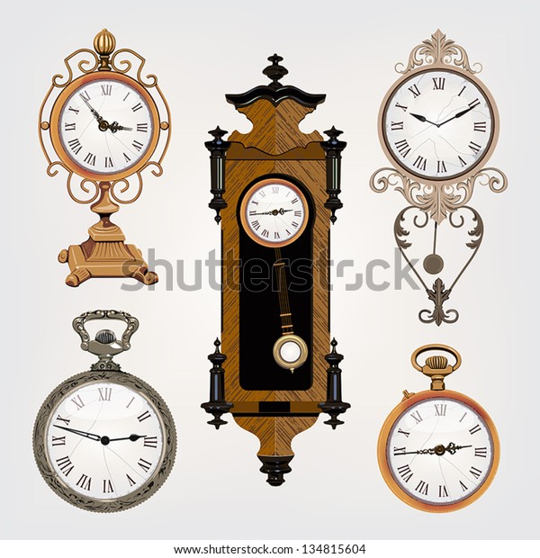 conjunto de relojes vintage: vector de stock (libre de regalías ...