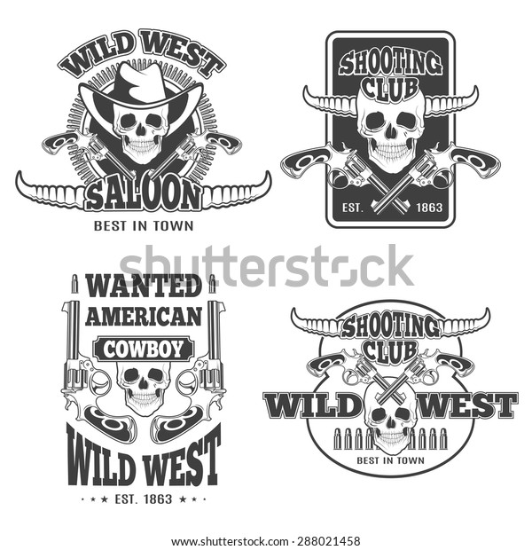 Set Vintage Cowboy Emblems Labels Badges Stock Vector (Royalty Free ...