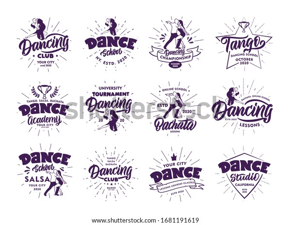 Set Vintage Dancing Emblems Stamps Stickers Stock Vector (Royalty Free ...