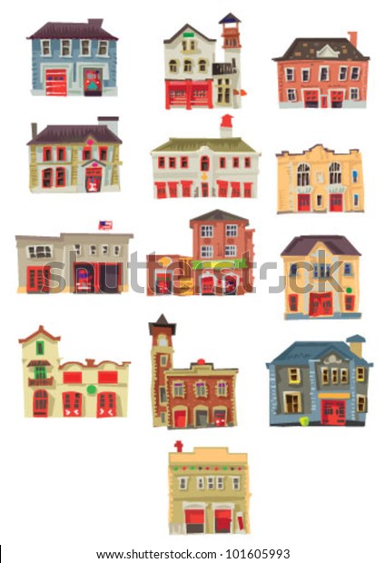 Set Vintage Fire Stations Cartoon Stock Vector (Royalty Free) 101605993 ...