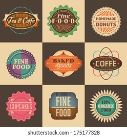 Set Vintage Food Labels Vector Illustration Stock Vector (Royalty Free ...