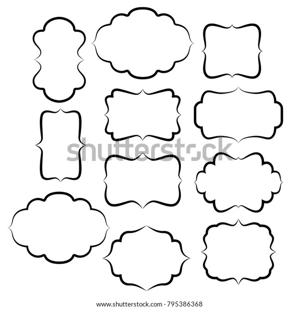 Set Vintage Frames Black Outline White Stock Vector (Royalty Free ...