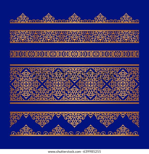 Set Vintage Gold Borders Decorative Golden Stock Vector (Royalty Free ...