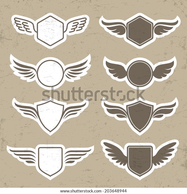 Set Vintage Heraldic Shapes Wings Vector Stock Vector (Royalty Free ...