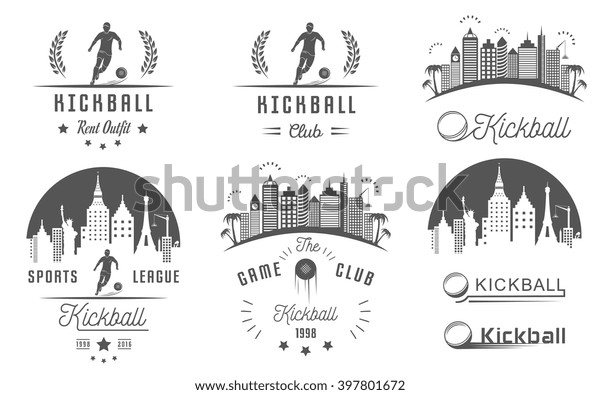 Set Vintage Kickball Labels Logo Sign Stock Vector (Royalty Free) 397801672