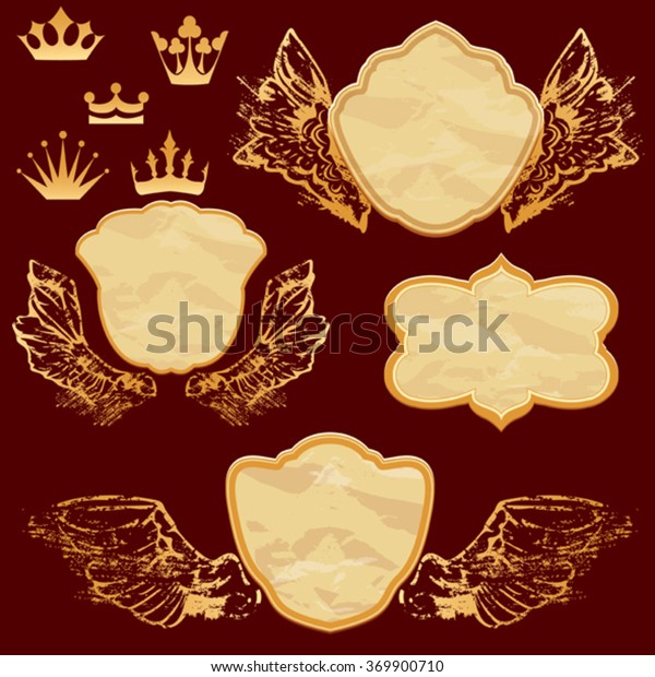 Set Vintage Labels Shield Shapes Old Stock Vector (Royalty Free ...
