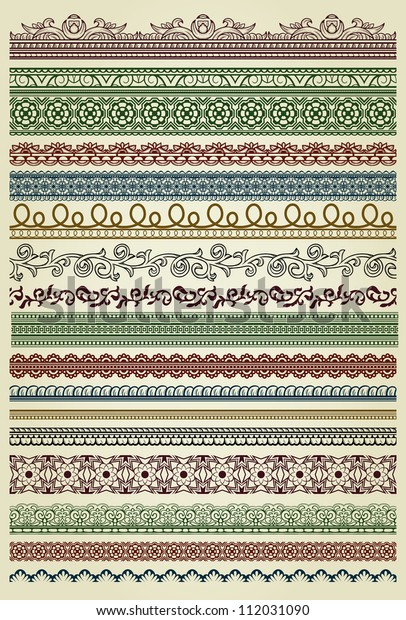 Set Vintage Lines On Beige Background Stock Vector (Royalty Free ...